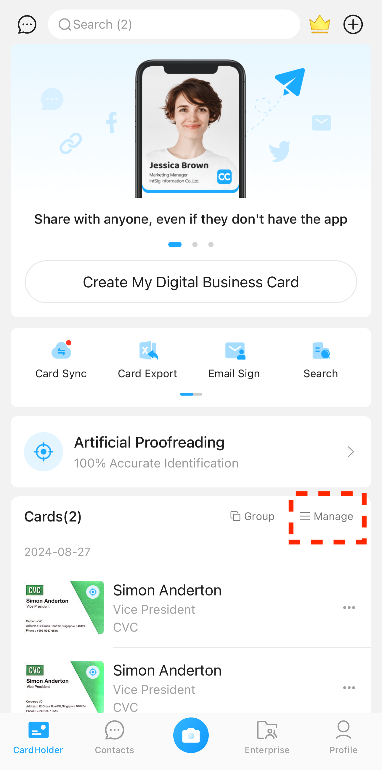 Import business card data from CamCard to Eight – Eight Support Center